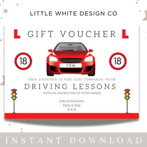 Editable Driving Lesson Gift Voucher | Printable Gift Certificate ...