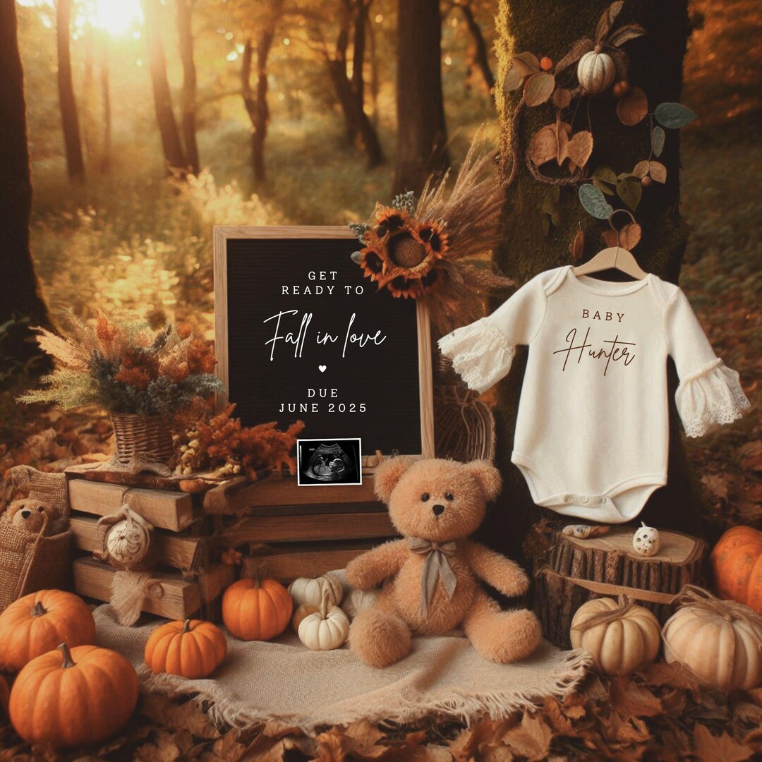 Fall Pregnancy Announcement Digital Social Media Baby Announcement ...