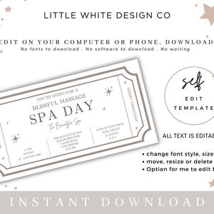 Spa Day Gift Voucher | Editable Canva Template | Instant Digital ...