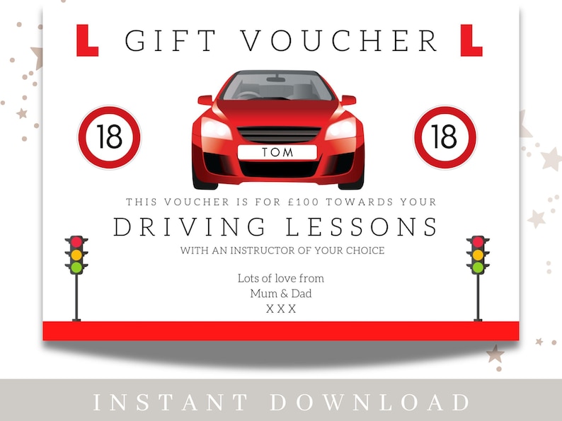 Editable Driving Lesson Gift Voucher | Printable Gift Certificate ...