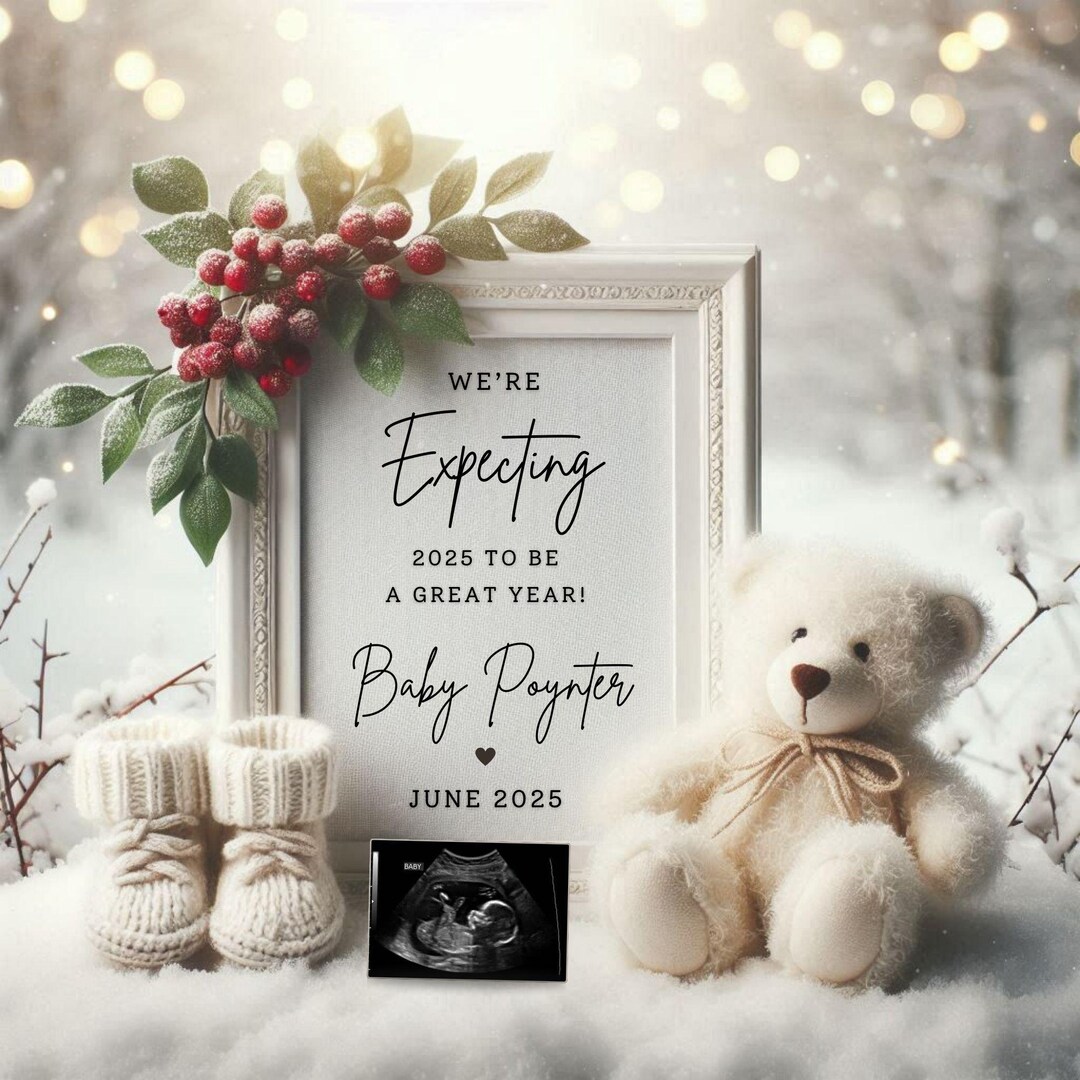Winter Pregnancy Announcement Digital / Pregnancy Reveal / Social Media ...