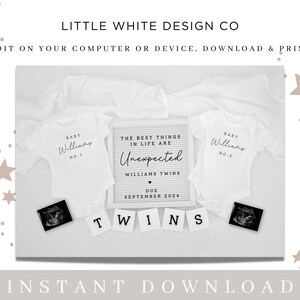 Twins Pregnancy Announcement Digital Social Media Announcement, Gender ...