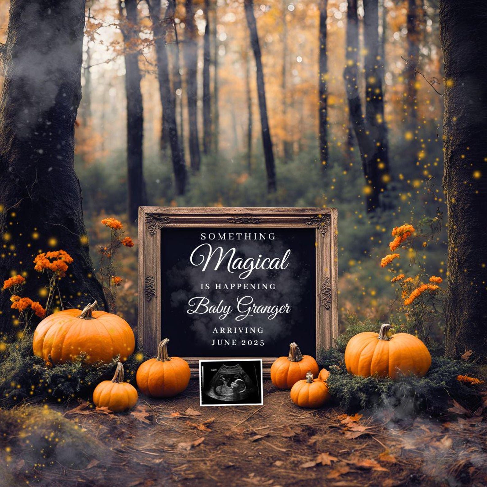 Fall Pregnancy Announcement Digital Social Media Baby Announcement ...