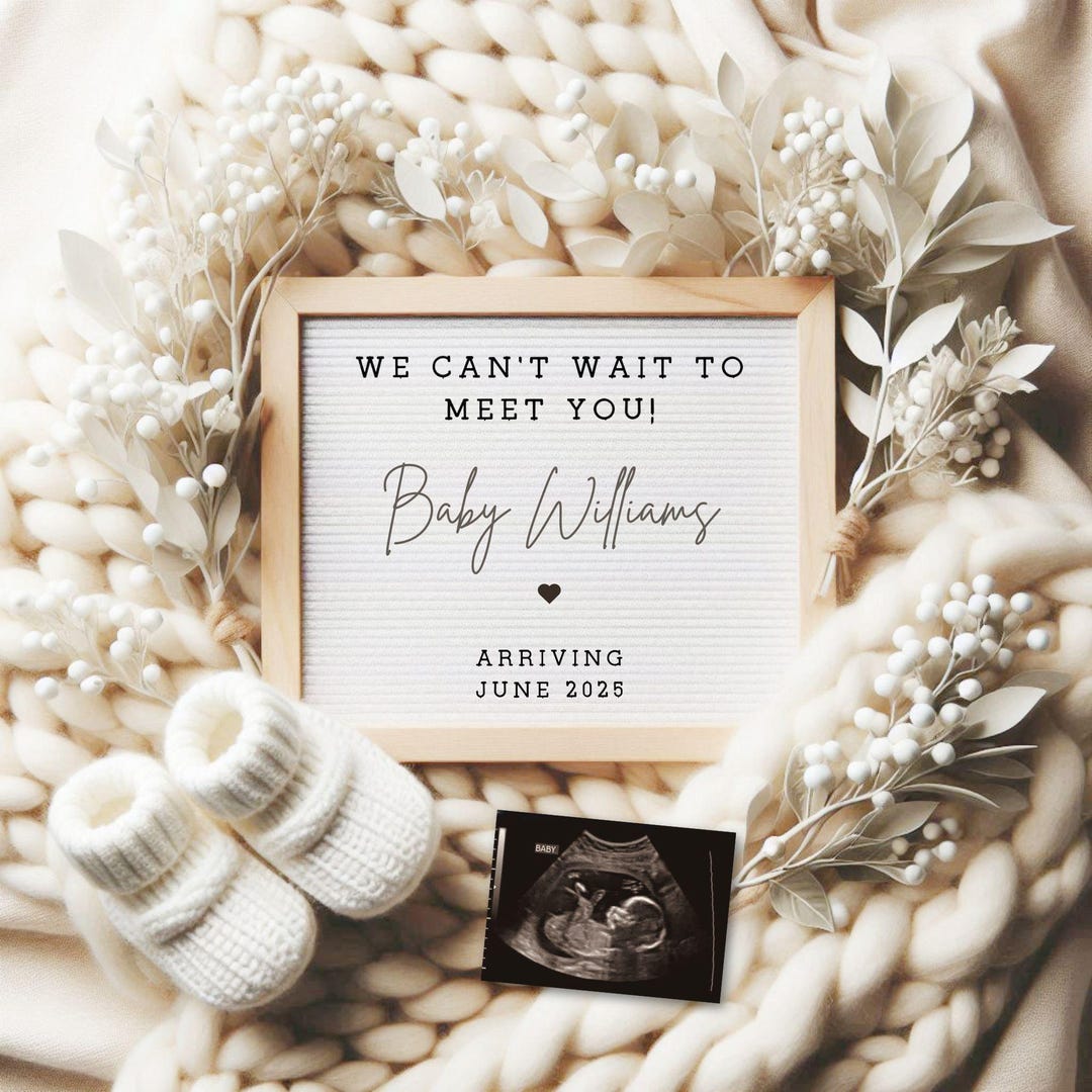 Winter Baby Announcement Digital Reveal for Social Media, Festive Baby ...