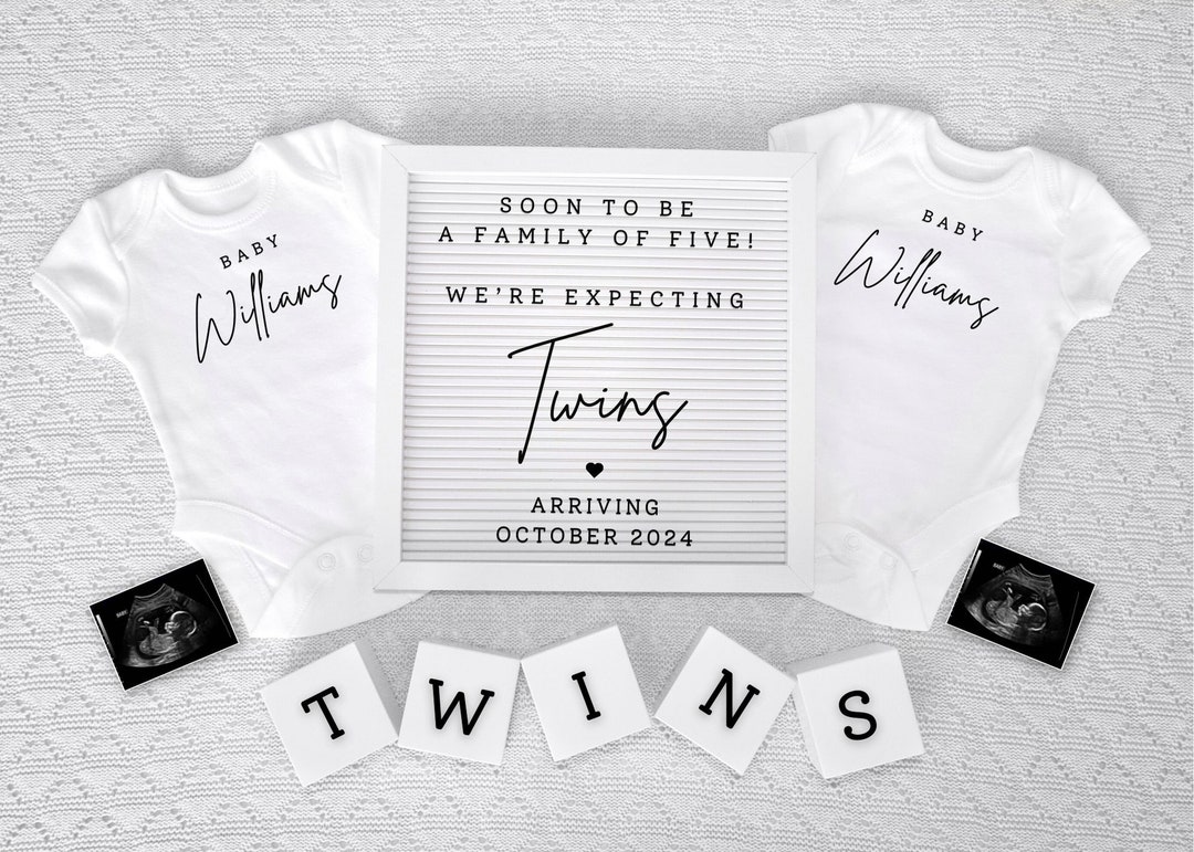 Twins Pregnancy Announcement Digital Social Media Announcement, Gender ...