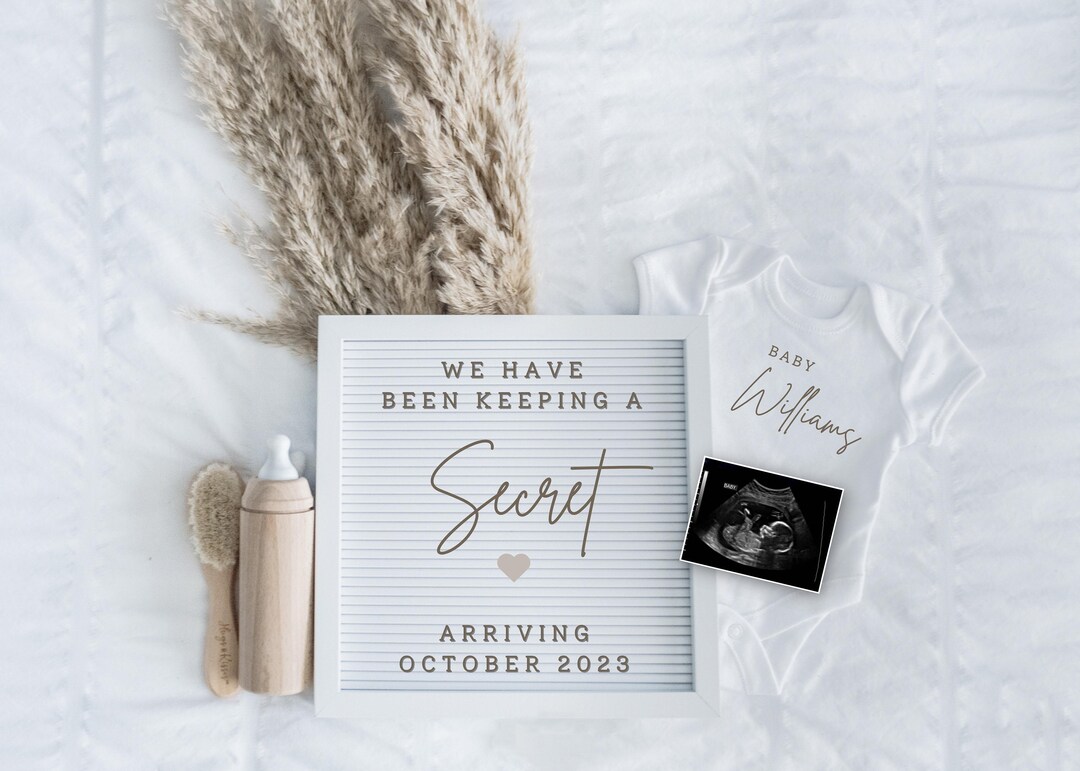 Neutral Pregnancy Announcement Digital ,boho Baby, Minimalist , Digital ...