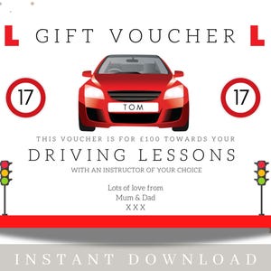 Editable Driving Lesson Gift Voucher | Printable Gift Certificate ...