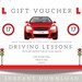 Editable Driving Lesson Gift Voucher | Printable Gift Certificate ...