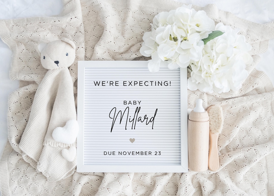 Neutral Pregnancy Announcement Digital ,boho Baby, Minimalist , Digital ...