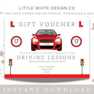 Editable Driving Lesson Gift Voucher | Printable Gift Certificate ...