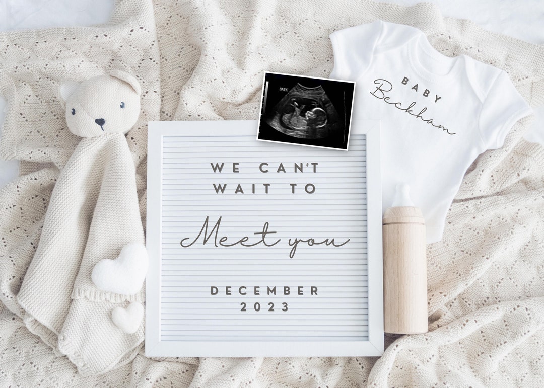 Neutral Pregnancy Announcement Digital ,boho Baby, Minimalist , Digital ...