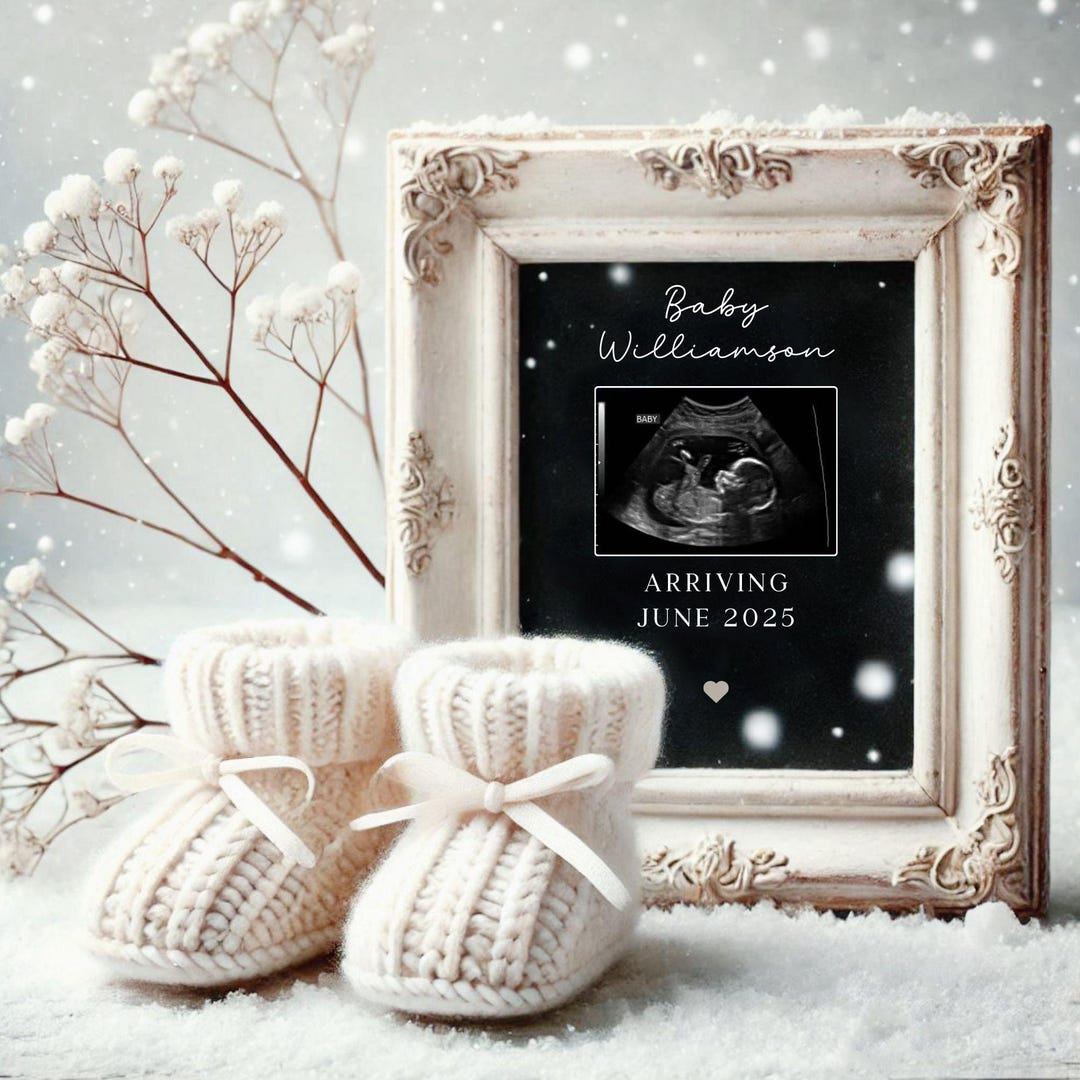 Winter Baby Announcement Digital Reveal for Social Media, Festive Baby ...