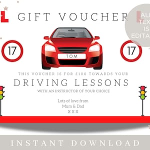 Editable Driving Lesson Gift Voucher | Printable Gift Certificate ...