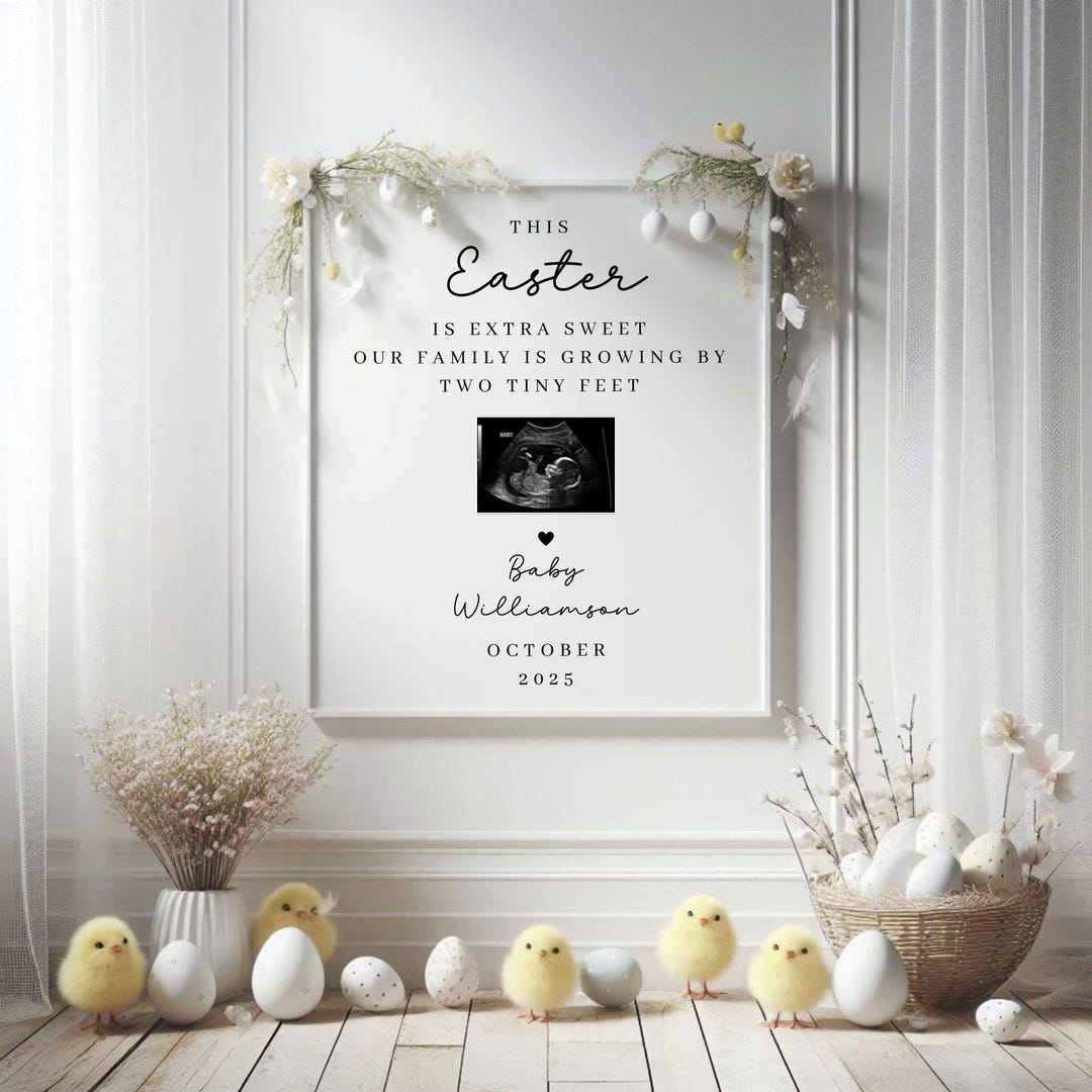 Easter Pregnancy Announcement Digital, Spring Baby Announcement, Gender ...