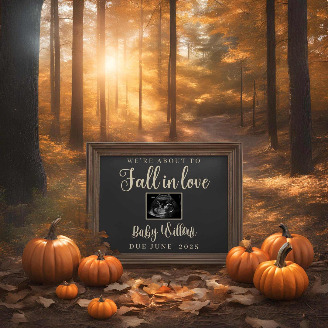 Fall Pregnancy Announcement Digital Social Media Baby Announcement ...