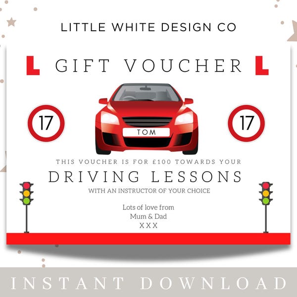 Printable Driving Lesson Voucher - Etsy UK