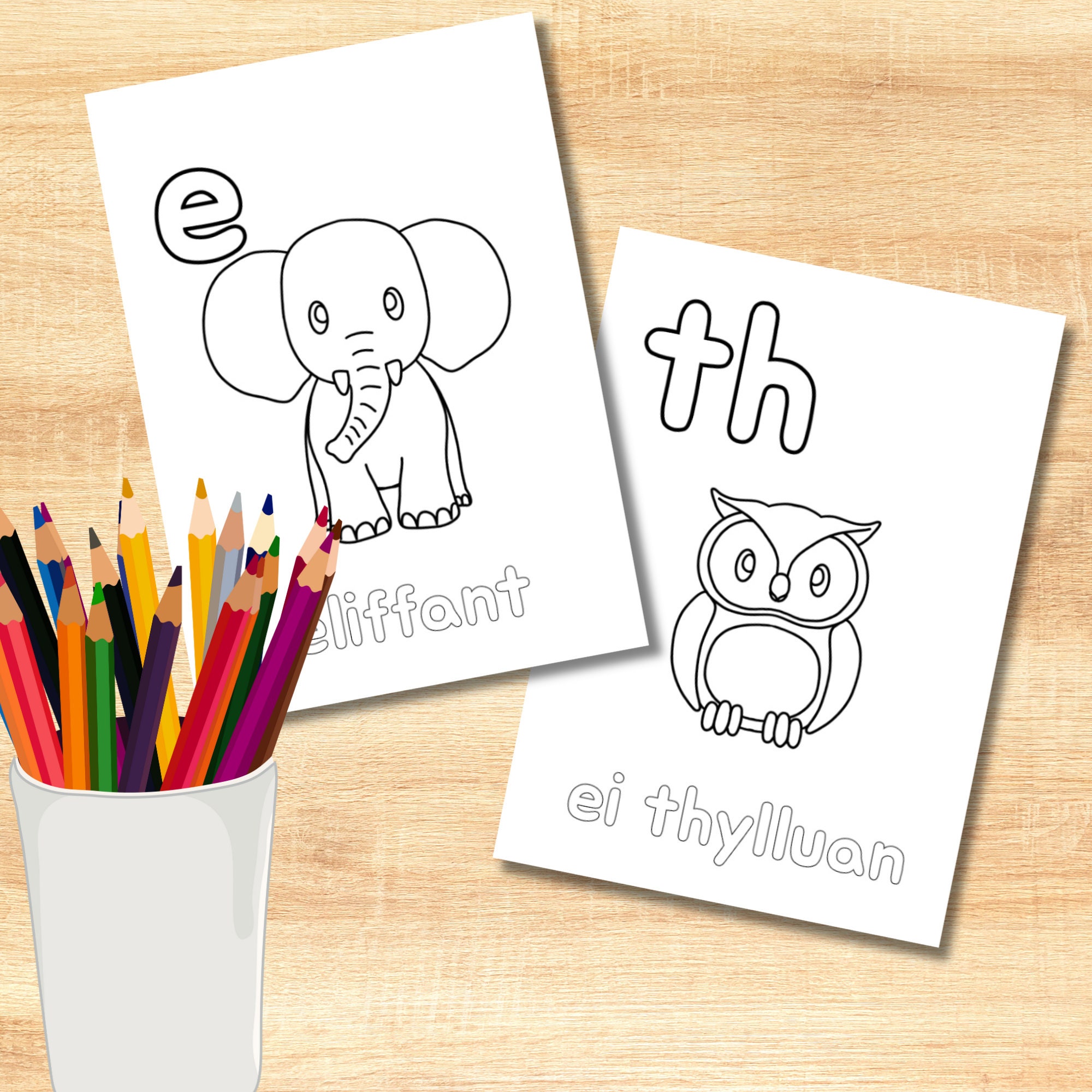 Welsh Alphabet Animal Colouring Sheets Lliwio'r Wyddor anifeiliaid - Etsy