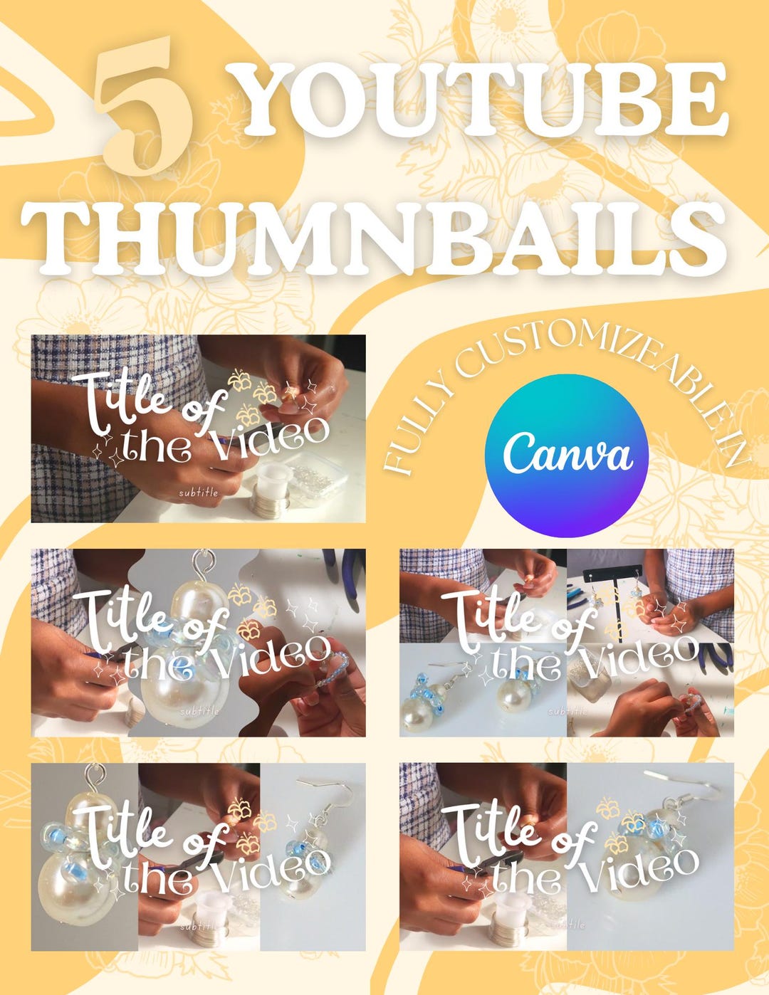 Youtube Thumbnail Templates, Canva Editable, Creative Design (digital ...