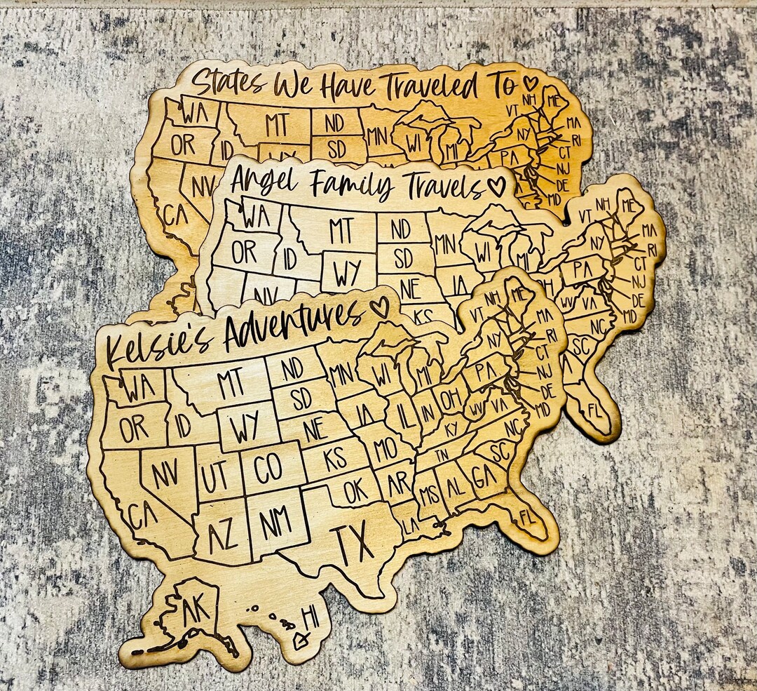 Personalized Travel Wood US Map, Travel Map, Color in Travel Map - Etsy