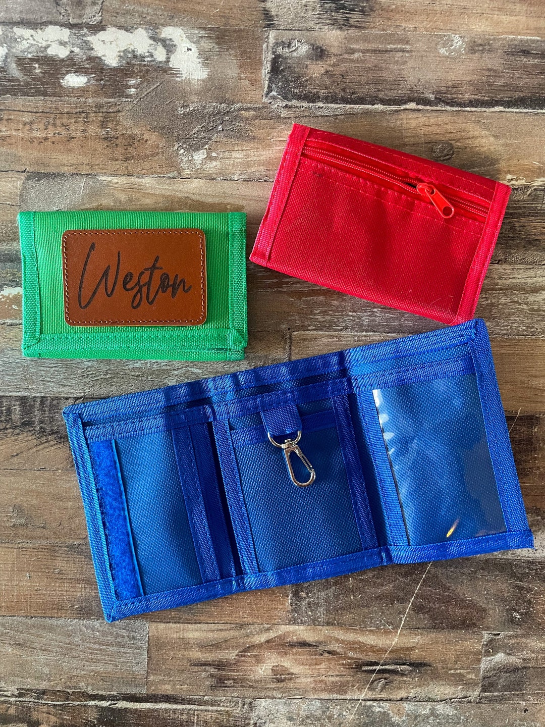 Kids Wallets With Leather Patch, Personalized Kids Wallets - Etsy