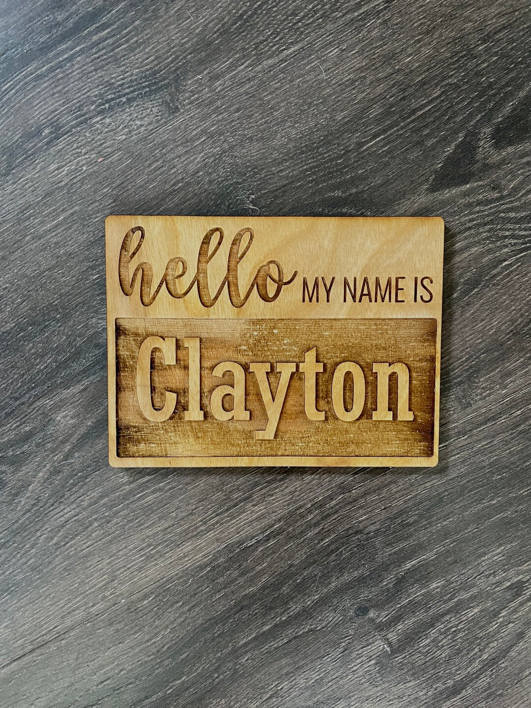 Hello My Name is Sign, Baby Name Sign, Wooden Baby Announcement, Wood ...
