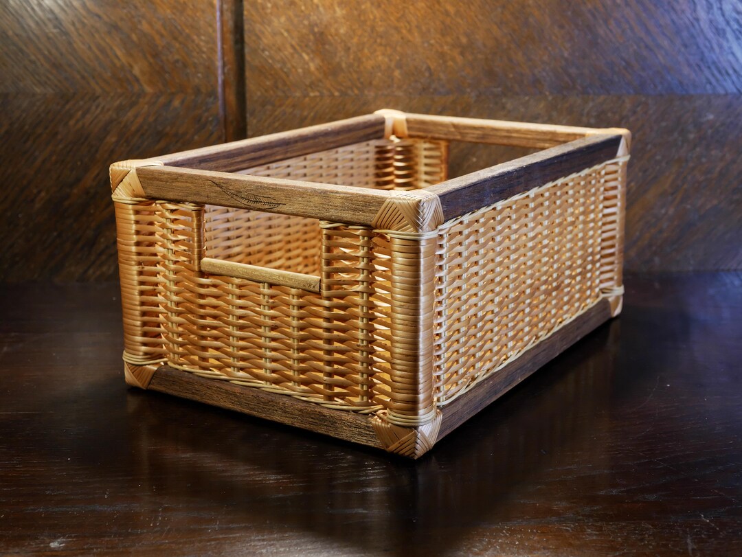 Wicker Storage Drawer | Rectangular Box From Wicker and Wood - Etsy
