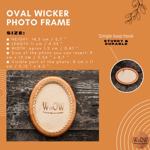 Oval Wicker Photo Frame Decorative Photo Frame With Single Loop Hook - Etsy