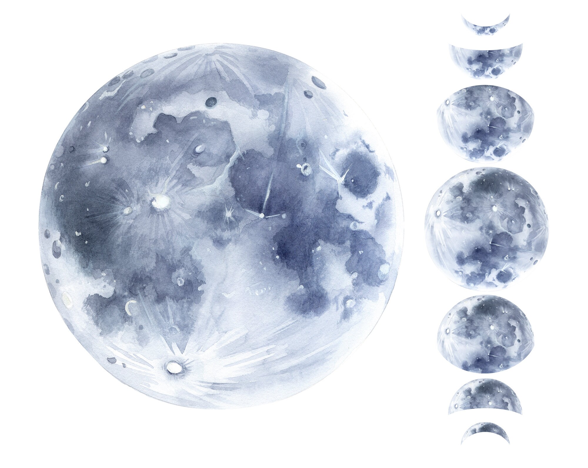Watercolor Blur Moon Moon Phase Clipart Watercolor Clipart Etsy | My ...