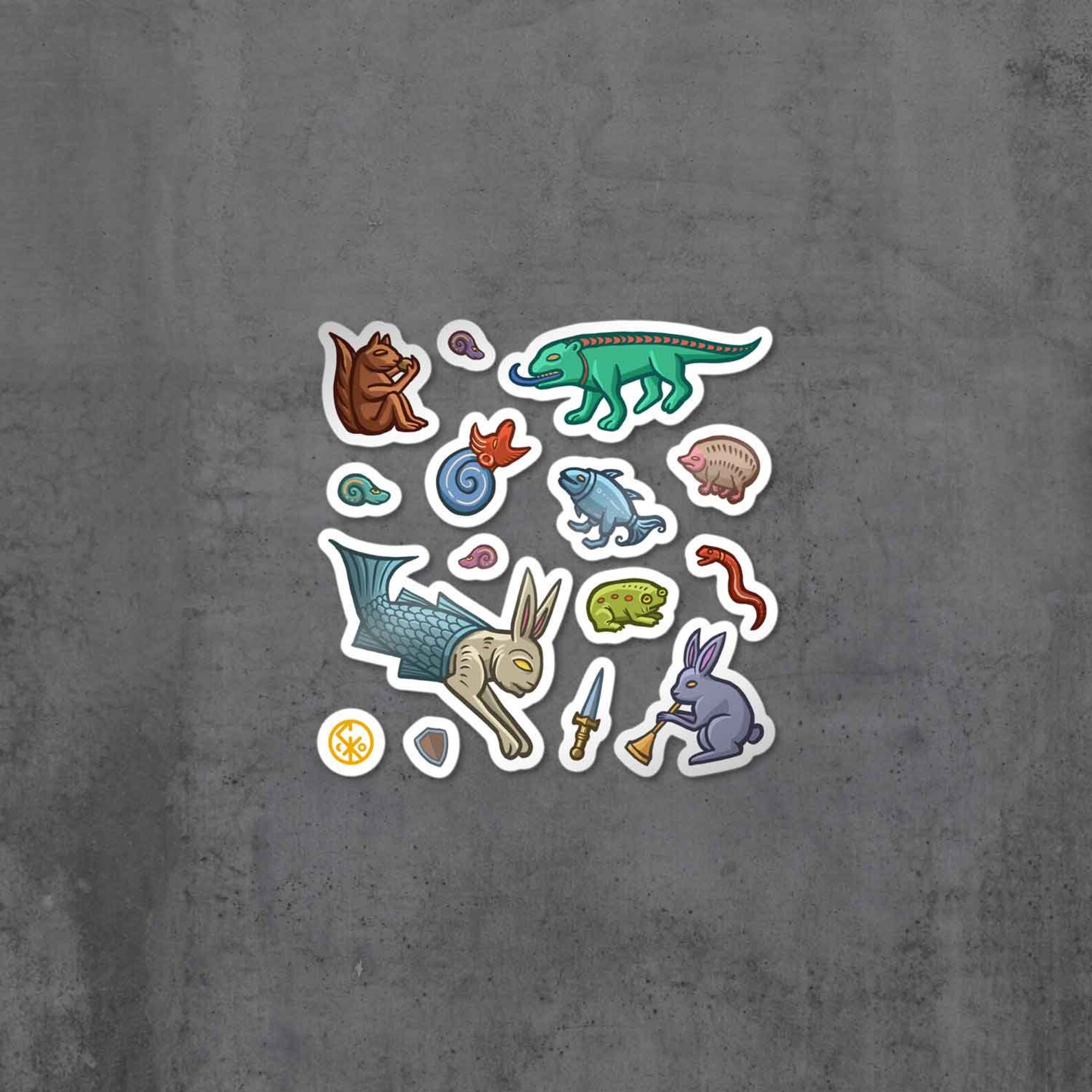Medieval Animal Sticker 14-pack - Etsy