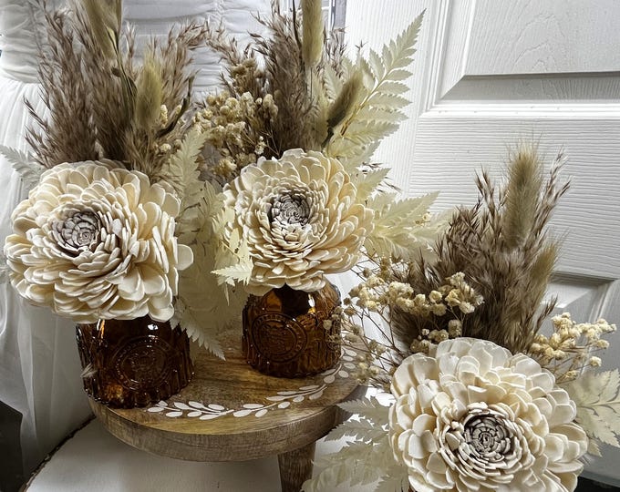 Boho Table Top Arrangements - Sola Wood Flowers - Pampas and Dried ...