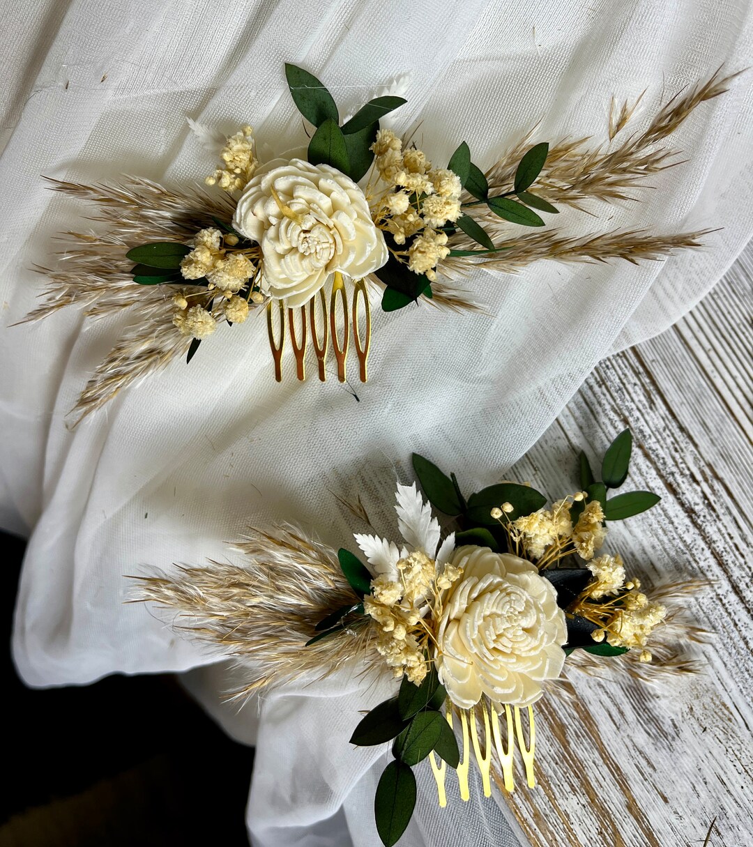 Dried Flower Combs Set of 2. Boho Hair Accessory, Wedding, Special ...