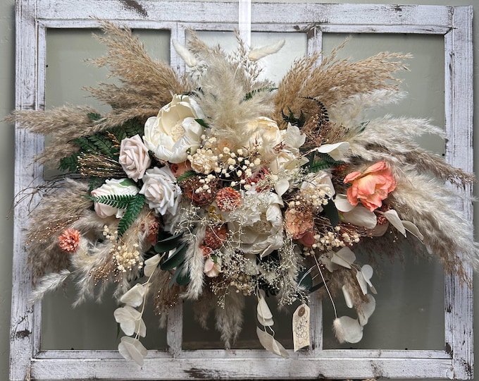 Glam Chic Victorian Boho Dried Flower Wall Swag, Mirror Swag, Flower ...