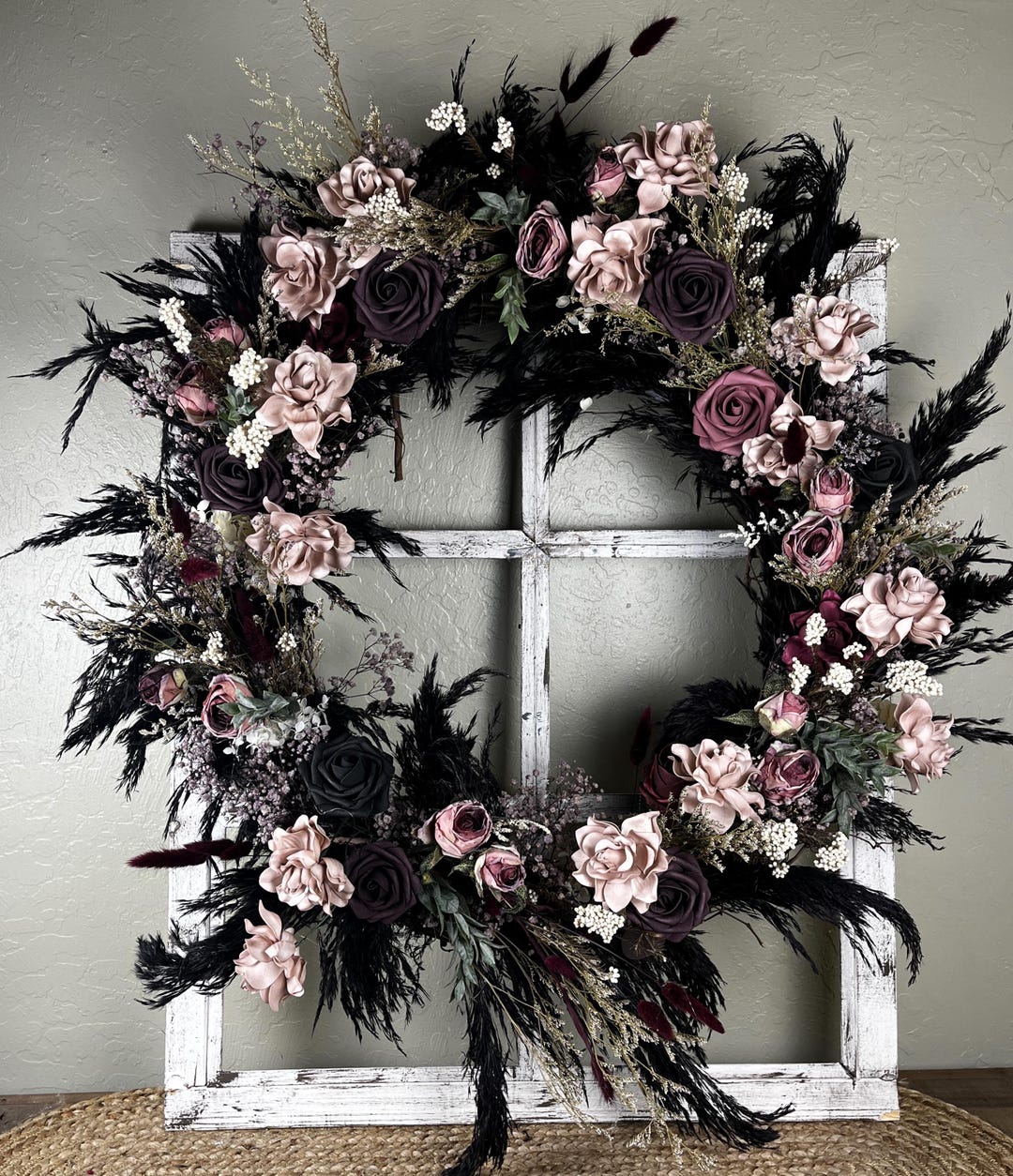 30 Moody Dried Flower Wall Large Wall Wreath, Victorian Flower Wreath ...