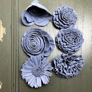 Set of 5 Blue Wood Sola Flowers 2" Wood Flower Set - Etsy