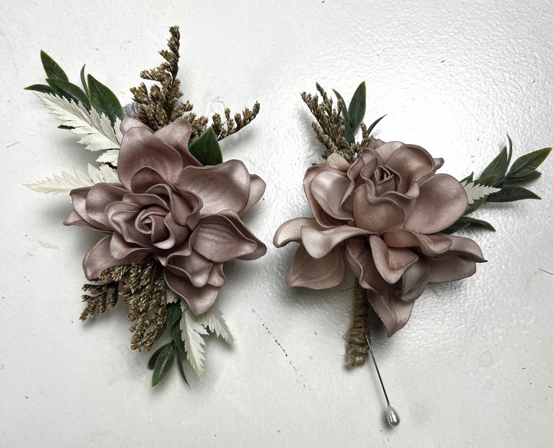 Mauve Boutonniere, and Wrist Corsage, Fancy Occasion, Formal Event, Glitzy Flowers Mauve Wedding ...