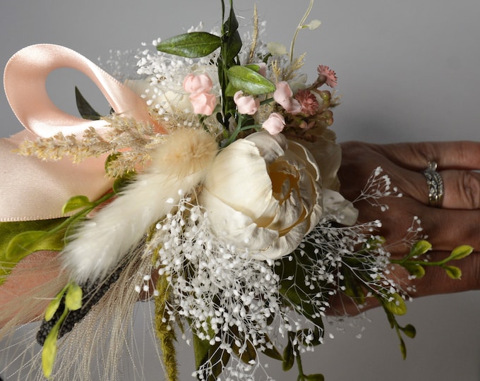 Natural Sola Flower Corsage, Dried Flowers, Pink Flowers, Wedding ...