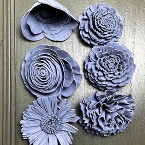 Set of 5 Blue Wood Sola Flowers 2" Wood Flower Set - Etsy