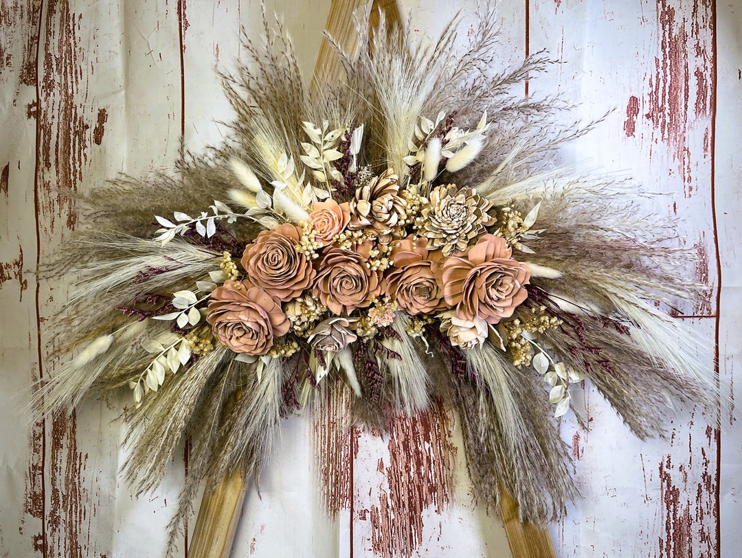 Sale Wall Swag, Boho Wedding Arch, Bleached Preserved Dried Flowers ...