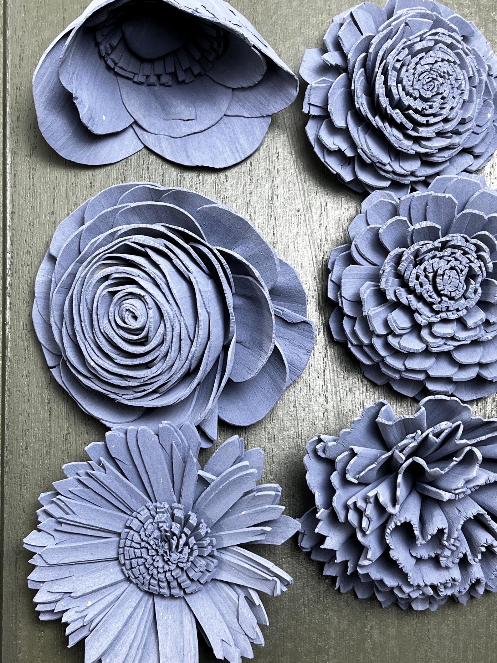 Set of 5 Blue Wood Sola Flowers 2" Wood Flower Set - Etsy