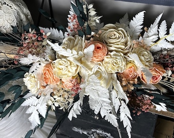 Greenery and Sola Wood Flower Swag, Dried Flower Spray, Flower Arch ...