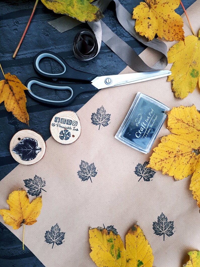 Hand Carved Woodland Leaves Ink Stamps, Forest Stamps, Maple Leaf, Oak ...
