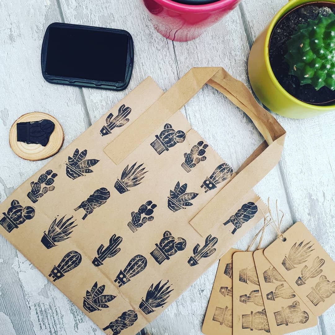 Cactus Ink Stamps Cacti Printing Block Hand Carved DIY Eco | Etsy UK