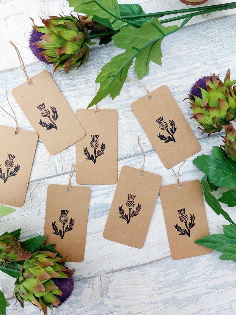 Hand Carved Thistle Ink Stamp, Unique Christmas Printing Block ...