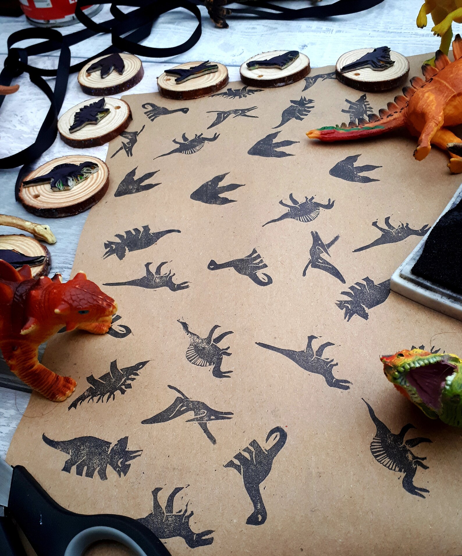 Dinosaur Ink Stamps DIY Eco Recyclable Wrapping Paper - Etsy UK