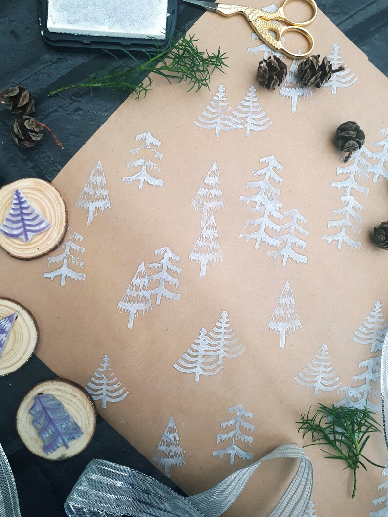 Christmas Tree Ink Stamp Fir Tree Printing Block Hand - Etsy UK