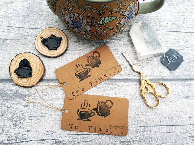 Tea and Coffee Ink Stamps Kettle Tea Bag Tea CupPrinting | Etsy