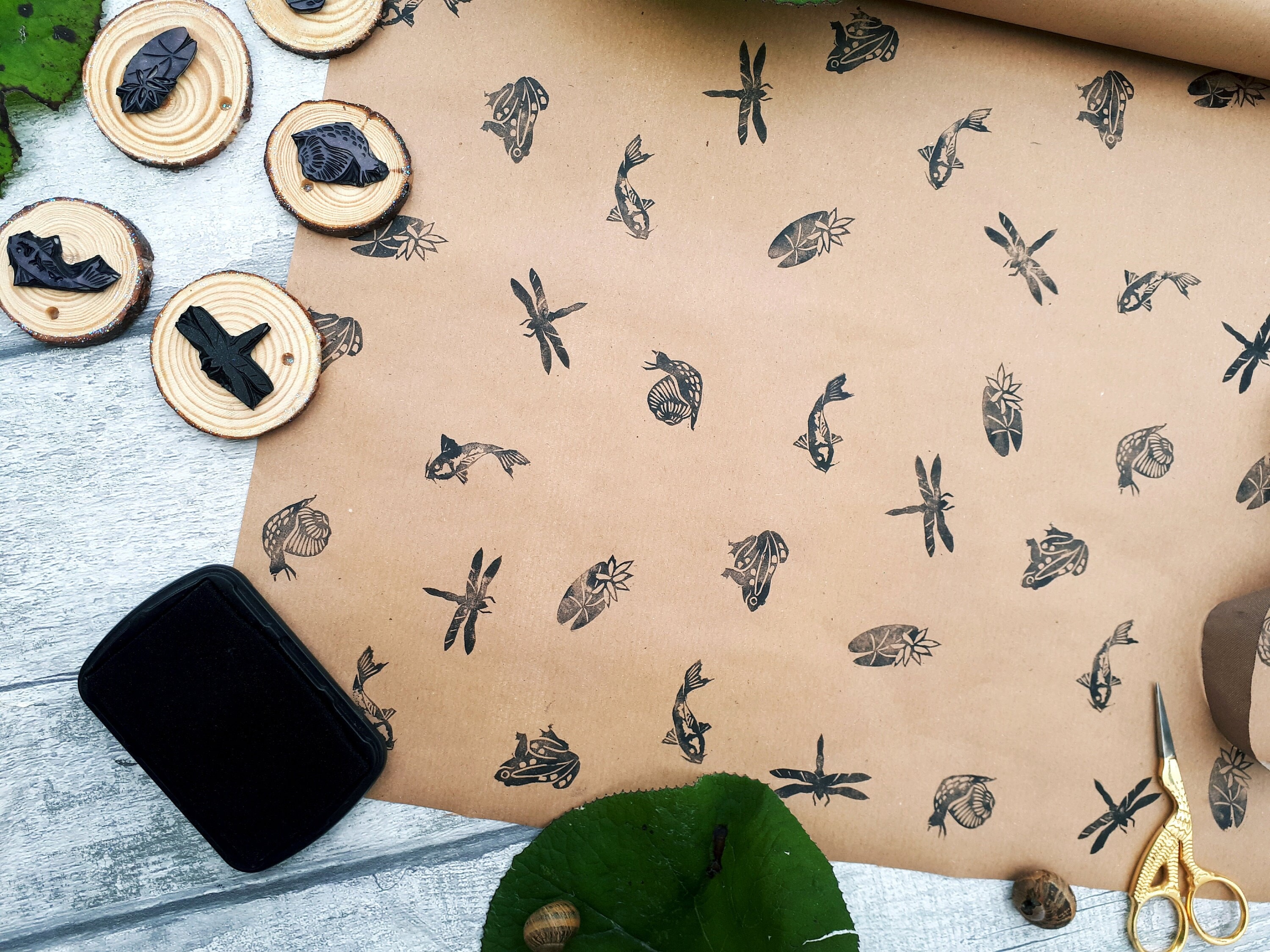 Pond Life Ink Stamps Dragonfly Frog Snail Lily Pad Koi - Etsy UK