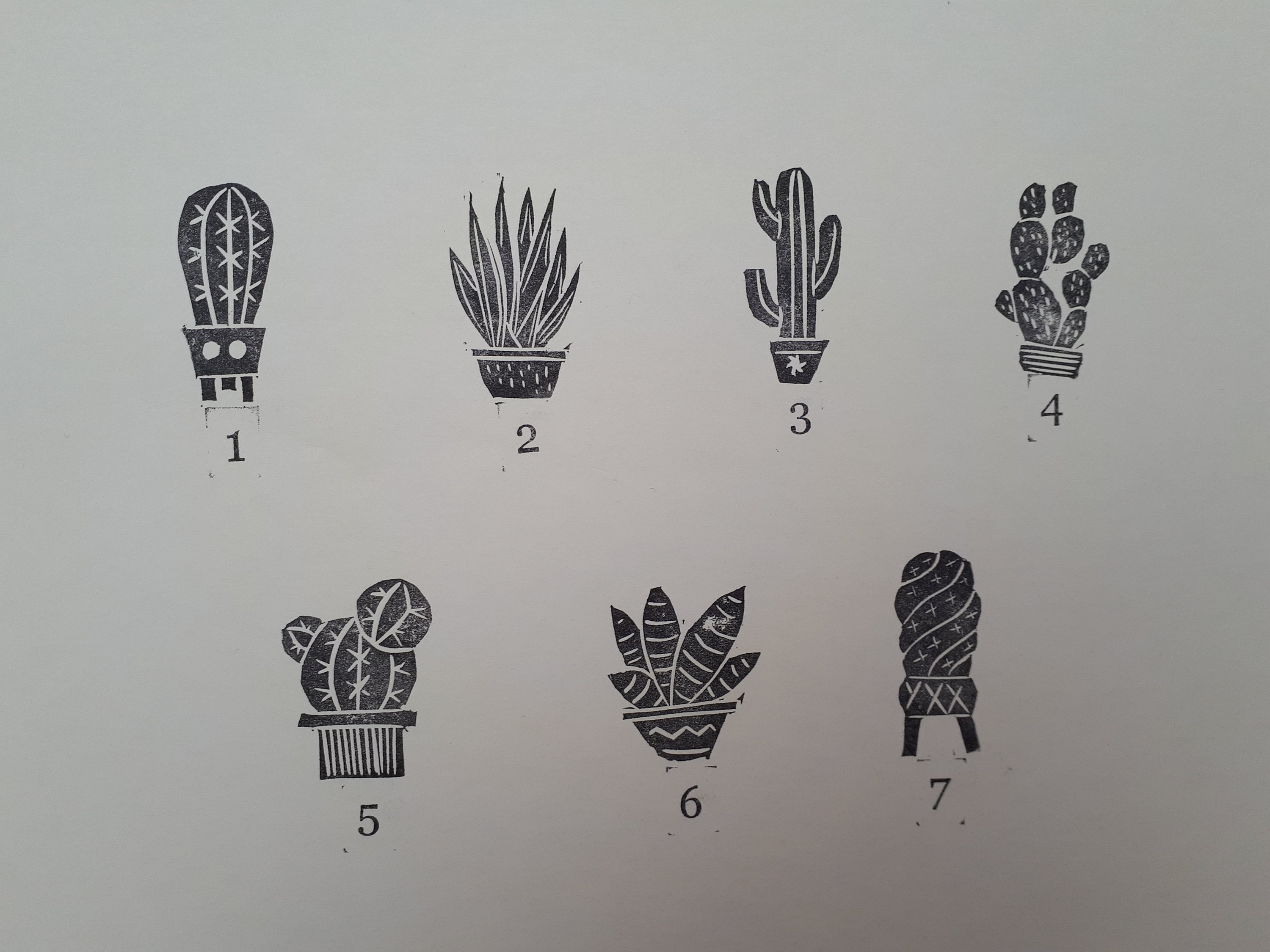 Cactus Ink Stamps Cacti Printing Block Hand Carved DIY Eco | Etsy UK