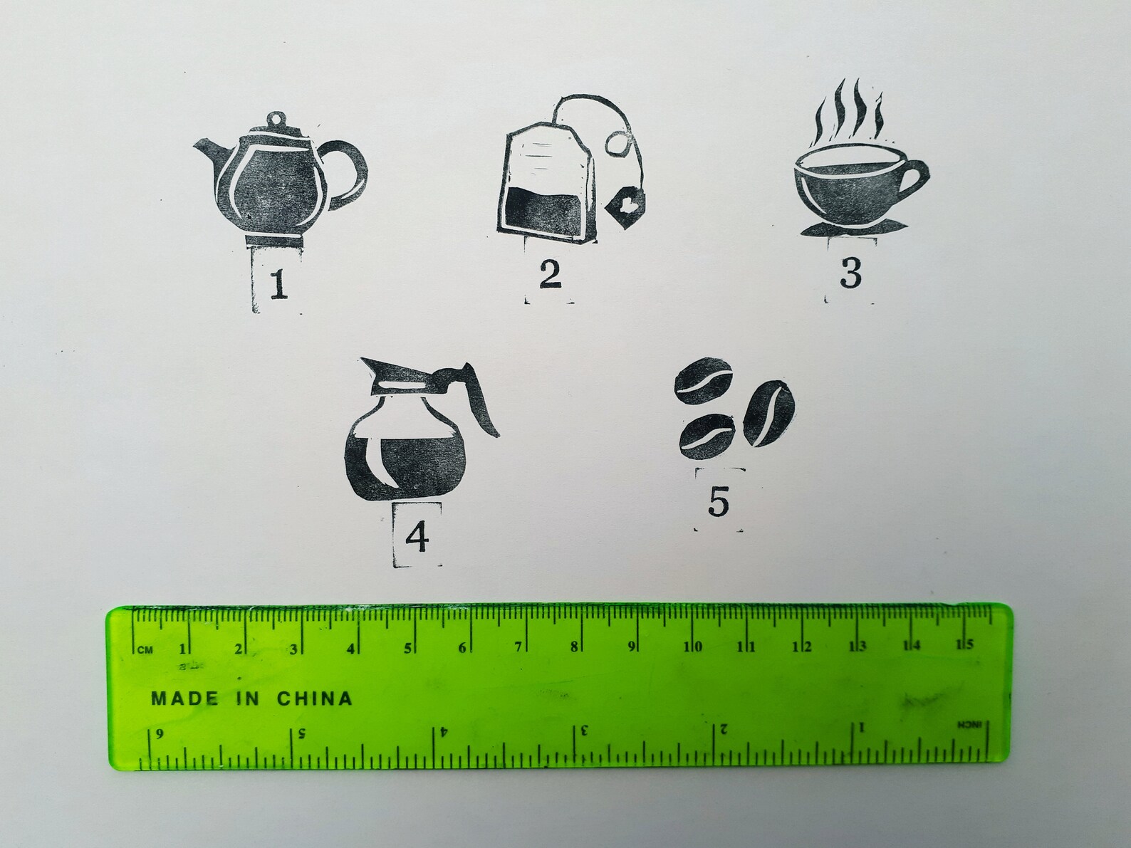 Tea and Coffee Ink Stamps Kettle Tea Bag Tea CupPrinting | Etsy