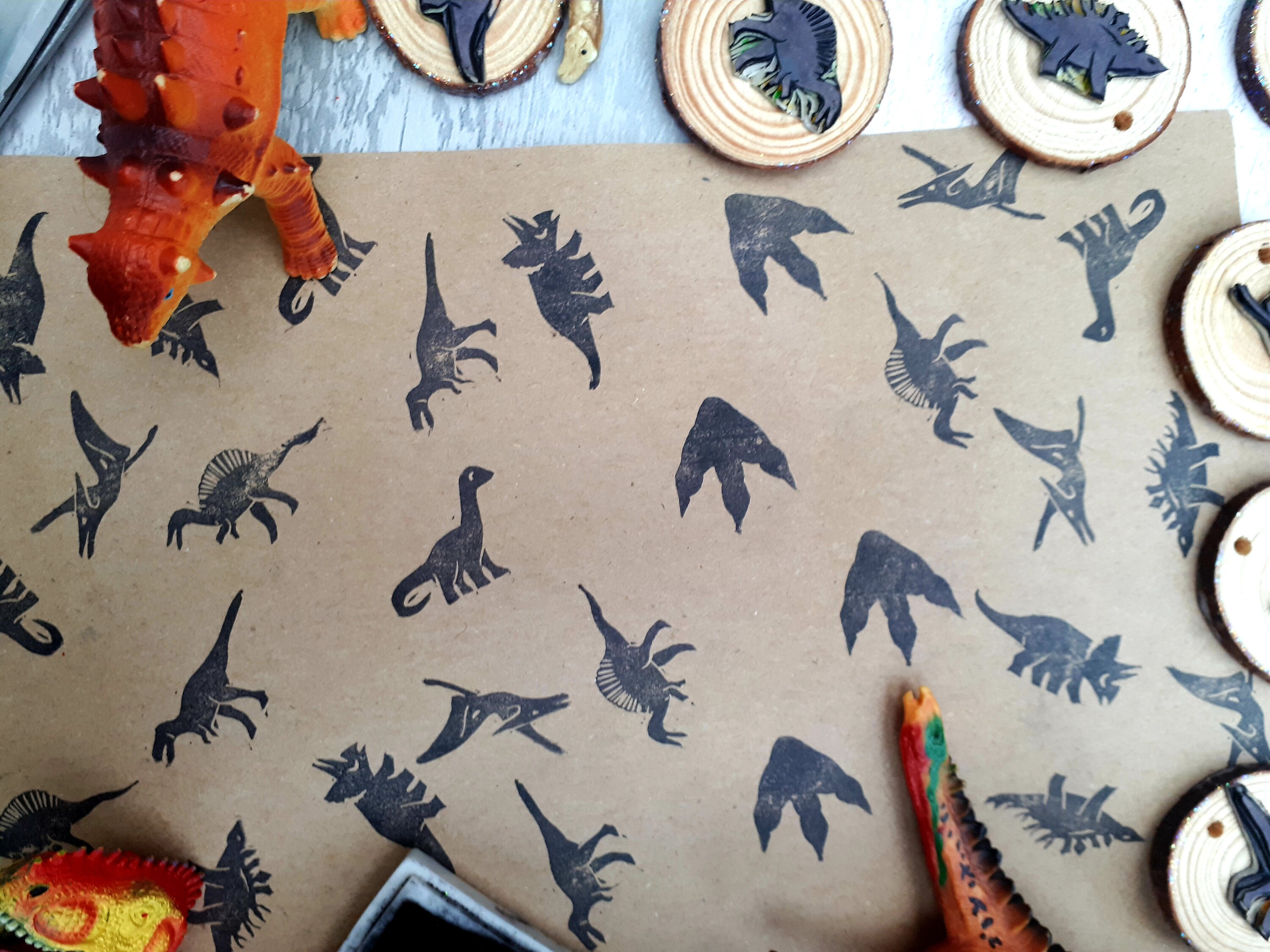Dinosaur Ink Stamps DIY Eco Recyclable Wrapping Paper - Etsy UK